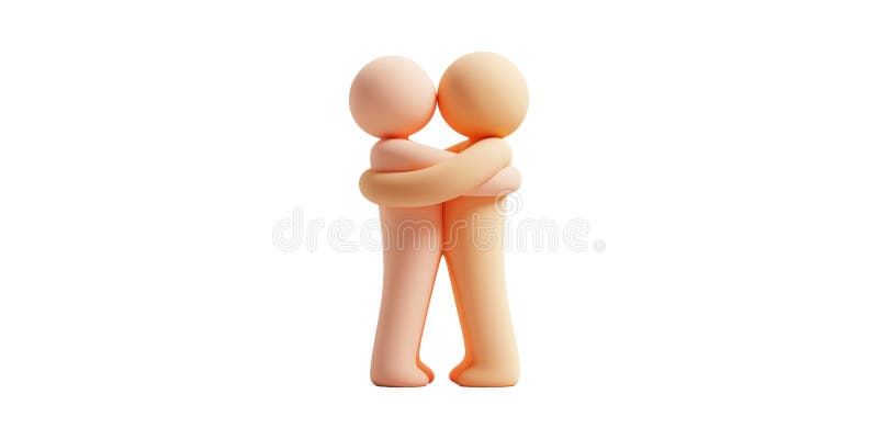 3D Illustration of Two Figures Embracing. Symbolizes Connection and ...