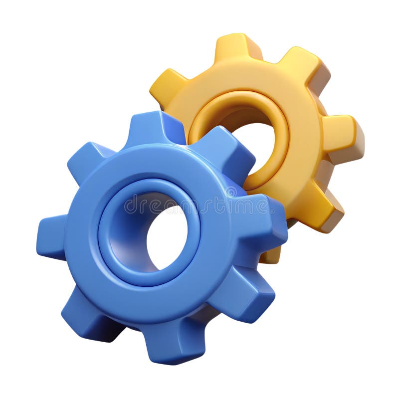 3d Illustration of Two Gear Wheels at White Background. Stock ...