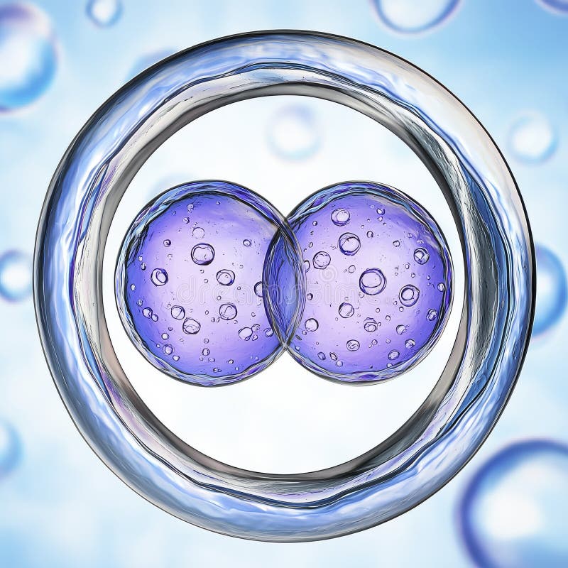3D Illustration of Two Overlapping Droplets Representing Molecular ...