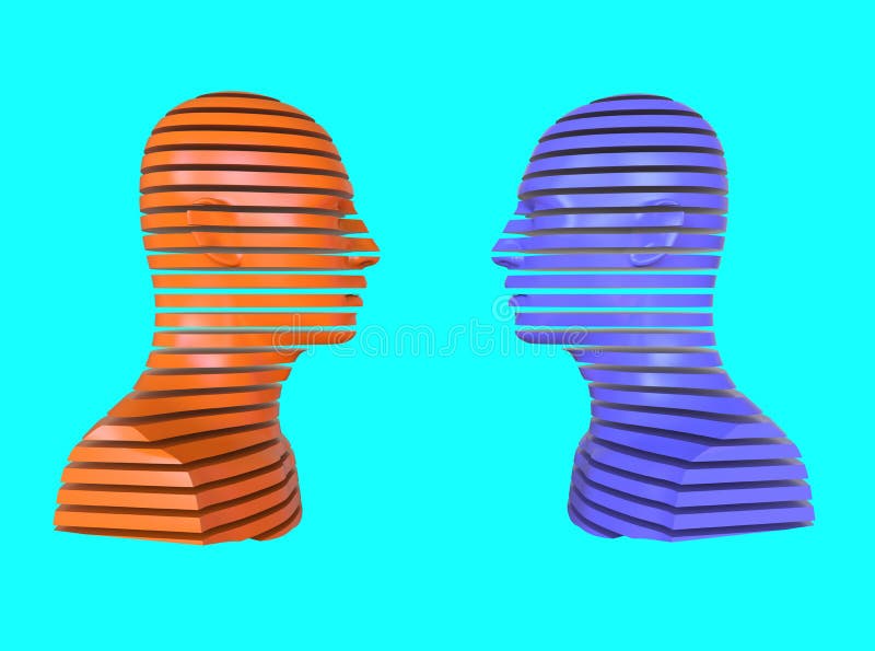 3D Illustration. Two People Opposite Each Other. Minimal Concept Stock ...