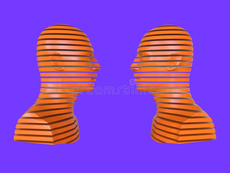 3D Illustration. Two People Opposite Each Other. Minimal Concept Stock ...