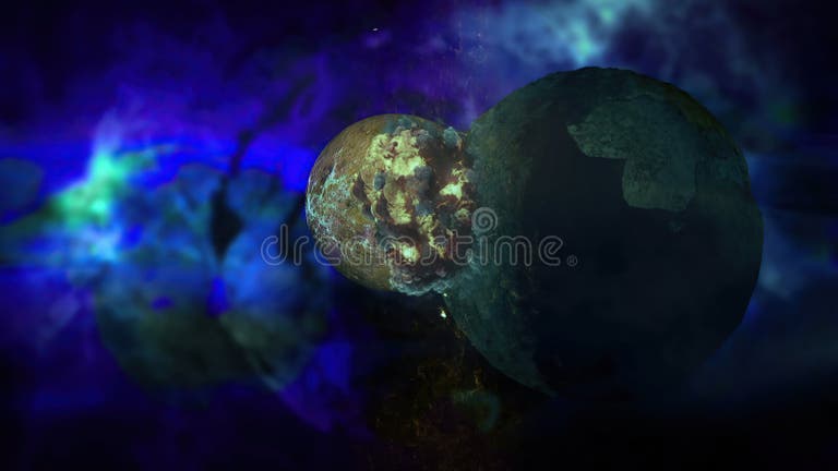 3d Render of Two Planets Collide Stock Illustration - Illustration of ...