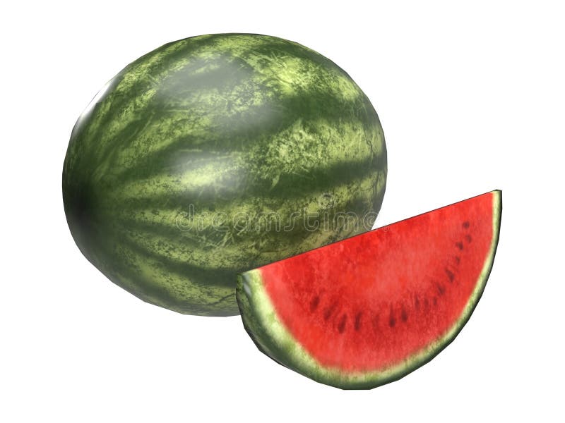 3D Illustration - Fresh Water Melon - Round - Piece Stock Illustration ...
