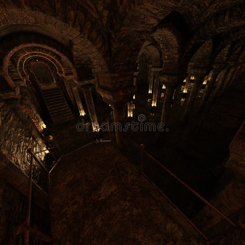 3d-illustration of an Underground Cistern with Water Stock Illustration ...