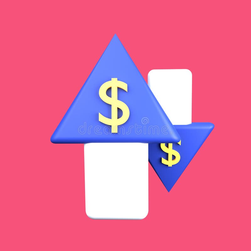 3d Illustration Up Down Object. 3d Business Icon Pack. 3d Rendering ...