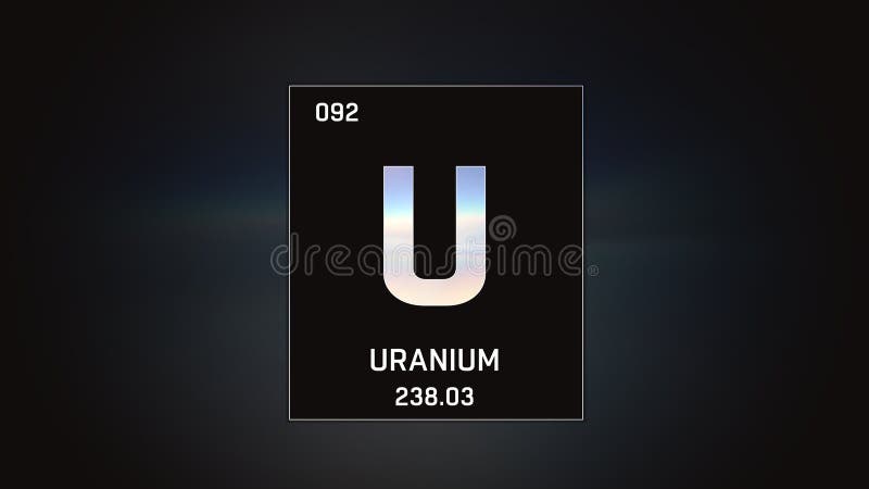 Uranium As Element 92 of the Periodic Table 3D Illustration on Grey ...