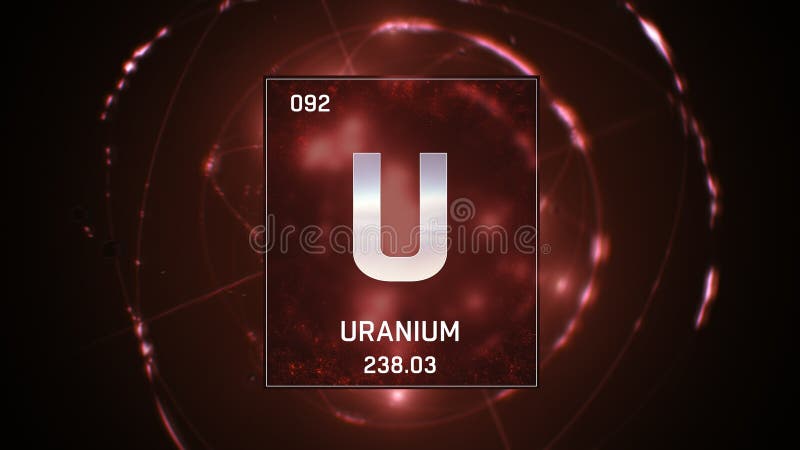Uranium As Element 92 of the Periodic Table 3D Illustration on Red ...