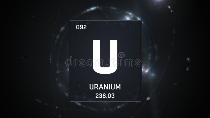 Uranium As Element 92 of the Periodic Table 3D Illustration on Silver ...