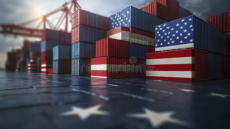 3D Illustration of US Trade Tariffs and Import Export Duties Stock ...