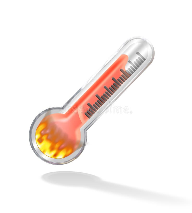3d Illustration,very Hot Thermometer on Fire Stock Illustration ...