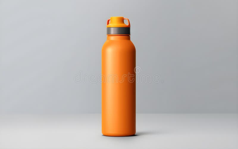 3D Illustration of Vibrant Orange Plastic Bottle Mockup Stock ...