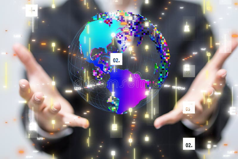 A 3D Illustration of the Virtual Hologram Communication Stock Image ...