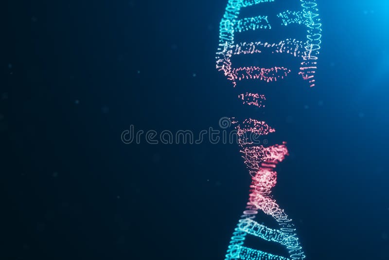 3D Illustration Virus DNA Molecule, Structure. Concept Destroyed Code ...