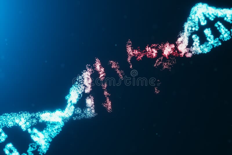 3D Illustration Virus DNA Molecule, Structure. Concept Destroyed Code ...
