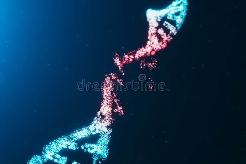3D Illustration Virus DNA Molecule, Structure. Concept Destroyed Code ...