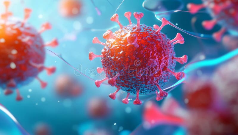D Illustration of Virus Particle from a Microscopic Perspective Stock ...