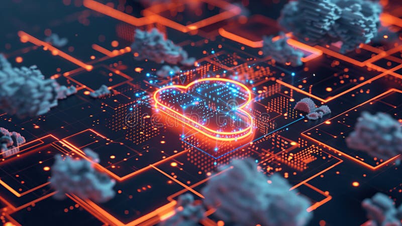 A 3D Illustration Visualizes Communications Platform Stock Illustration ...