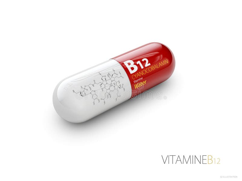 3d Illustration of Vitamin B12 Capsule with Formule, Isolated White ...