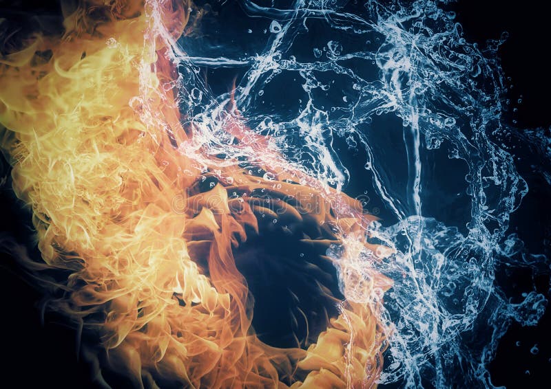 3d Illustration of a Vortex with Fire Flames and Water Combined Stock ...
