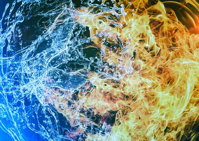 3d Illustration of a Vortex with Fire Flames and Water Combined Stock ...