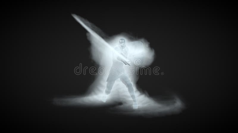 3D Illustration of a Warrior Using Ice Magic Attack Stock Illustration ...