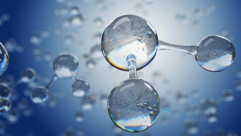 3d Illustration with Water Molecule. Abstract Molecule Microbiology or ...