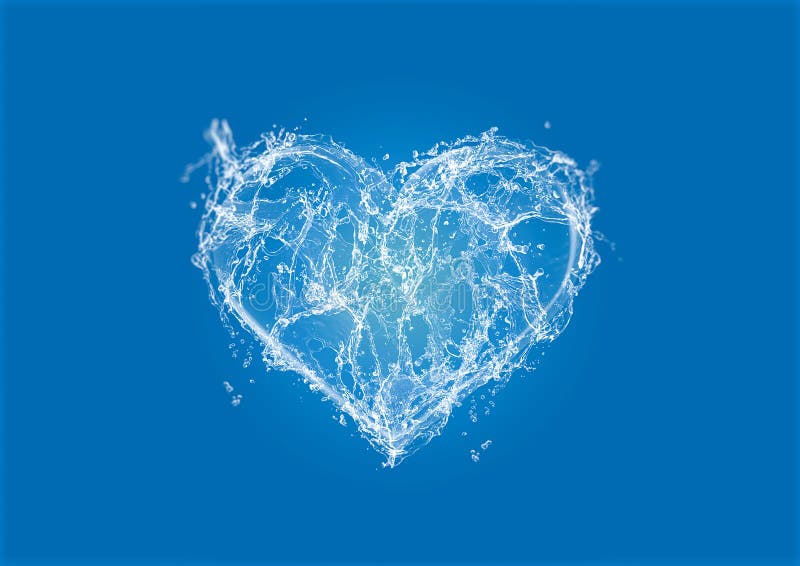 3d Illustration of Water Splashing in Heart Shape Stock Illustration ...