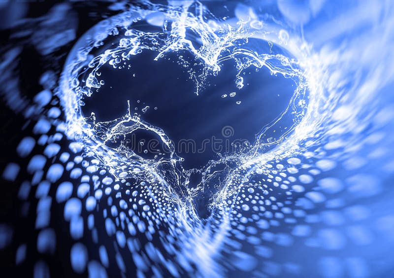 3d Illustration of Water Splashing in Heart Shape Stock Illustration ...