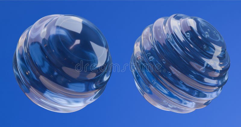 3D Illustration of a Wave on a Transparent Blue Ball Inside Bubbles ...