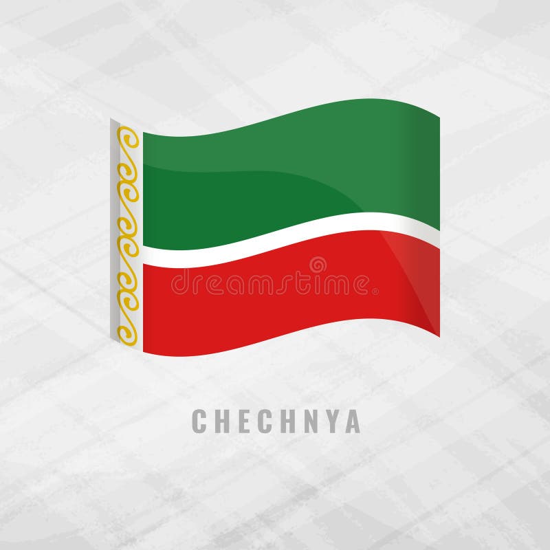 3d Illustration Waving Flag of Chechen. Vector Flag of Chechen on Grey ...