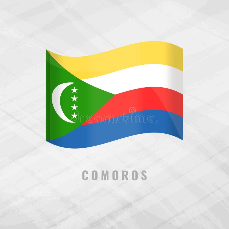 3d Illustration Waving Flag of Comoros. Vector Flag of Comoros..on Grey Background with Copy ...