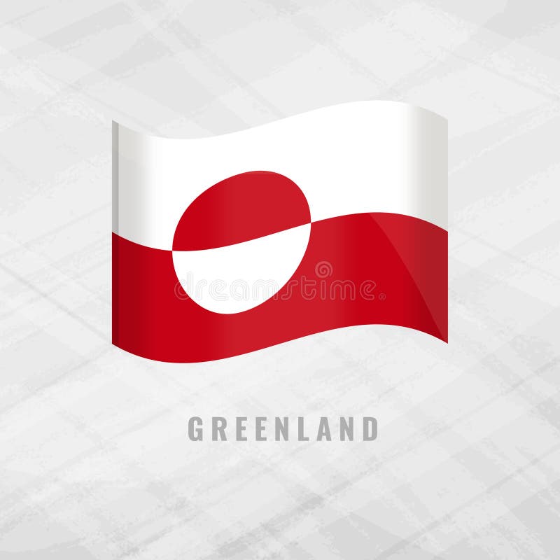 3d Illustration Waving Flag of Greenland. Vector Flag of Greenland Grey ...