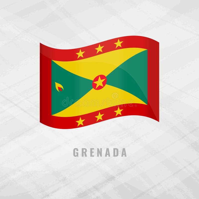3d Illustration Waving Flag of Grenada Vector Flag of Grenada Grey ...