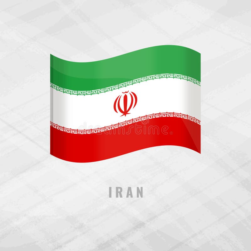 3d Illustration Waving Flag of Iran. Vector Flag on Grey Background ...