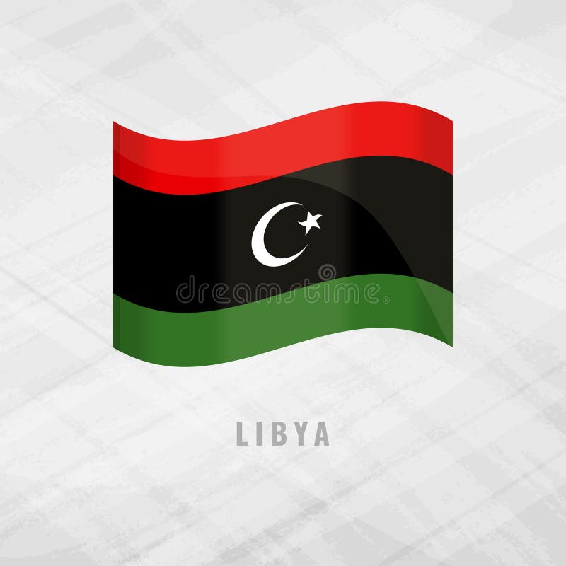 3d Illustration Waving Flag of Libya. Vector Flag of Libya on Grey ...