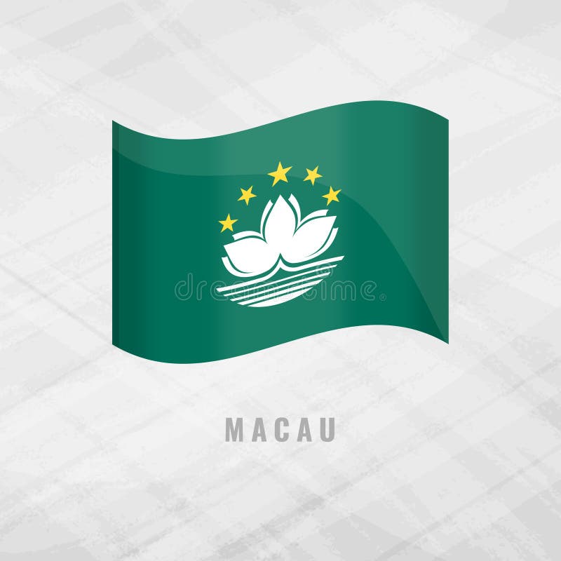 3d Illustration Waving Flag of Macau. Vector Flag of Macau on Grey ...