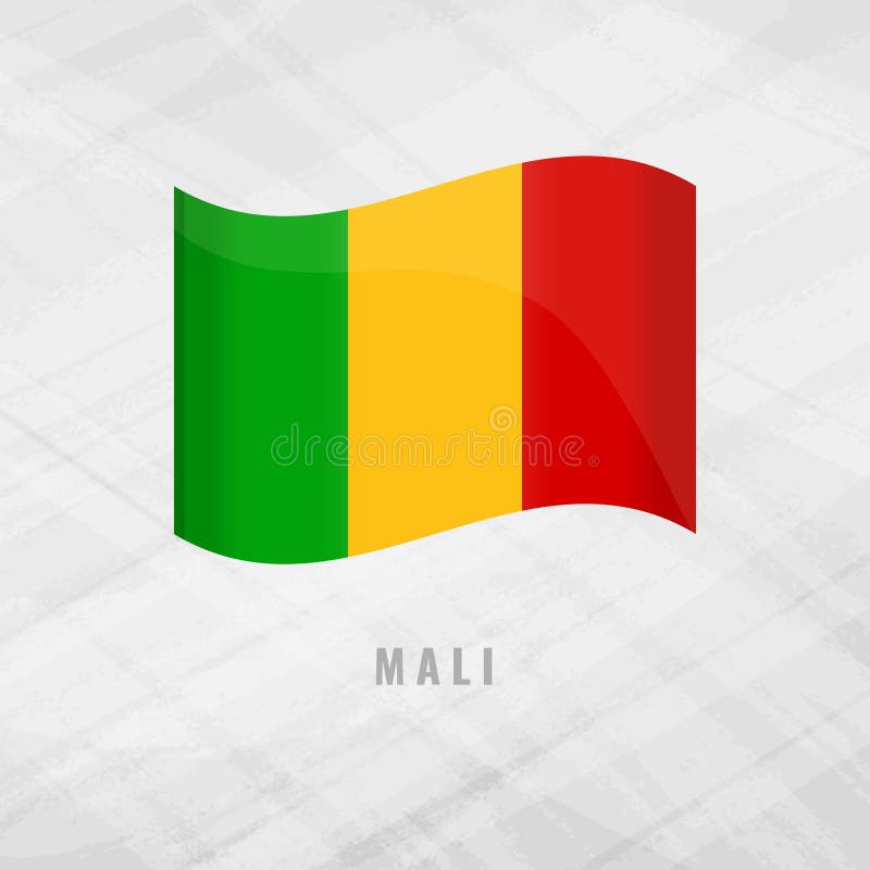 3d Illustration Waving Flag of Mali. Vector Flag of Mali on Grey ...