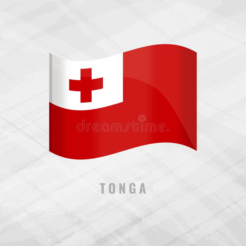 3d Illustration Waving Flag of Tonga. Vector Flag of Tonga on Grey ...
