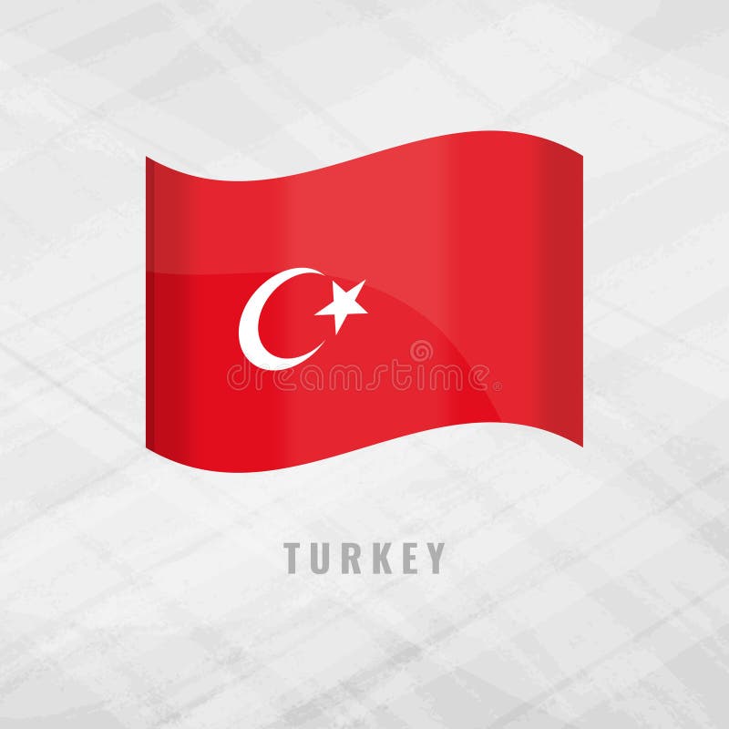 3d Illustration Waving Flag of Turkey. Vector Flag of Turkey on Grey ...