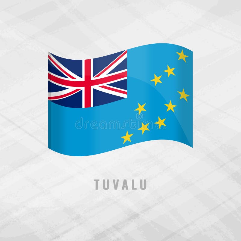 3d Illustration Waving Flag of Tuvalu. Vector Flag of Tuvalu on Grey ...