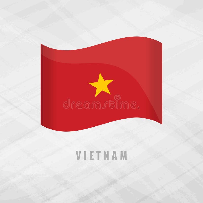 3d Illustration Waving Flag of Vietnam. Vector Flag of Vietnam on Grey ...