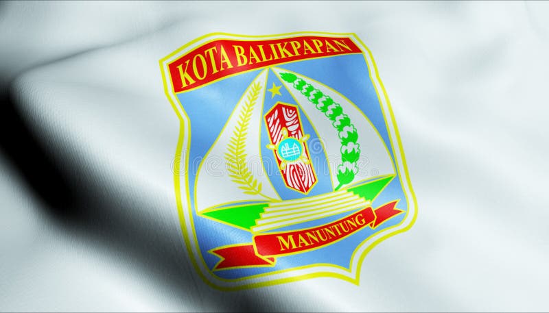 3D Render Waving Indonesia City Flag of Ambon Stock Illustration ...