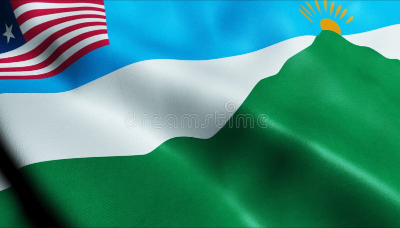 3D Render Waving Liberia County Flag of Grand Cape Mount Stock ...