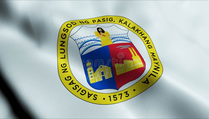 3D Waving Philippines City Flag of Pasig Closeup View Stock ...