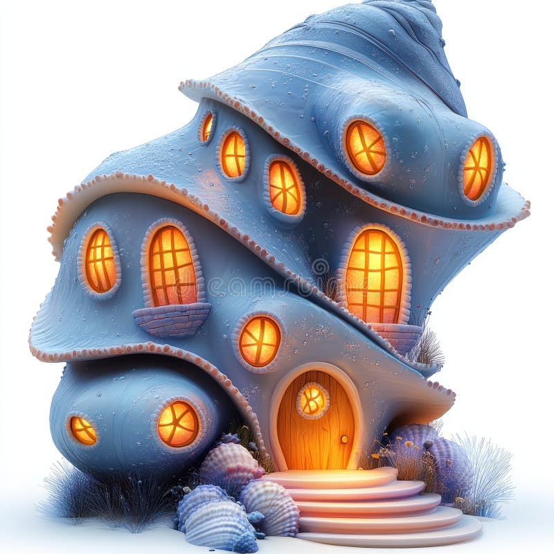 3d Illustration Whimsical Seashell House Stock Photos - Free & Royalty ...