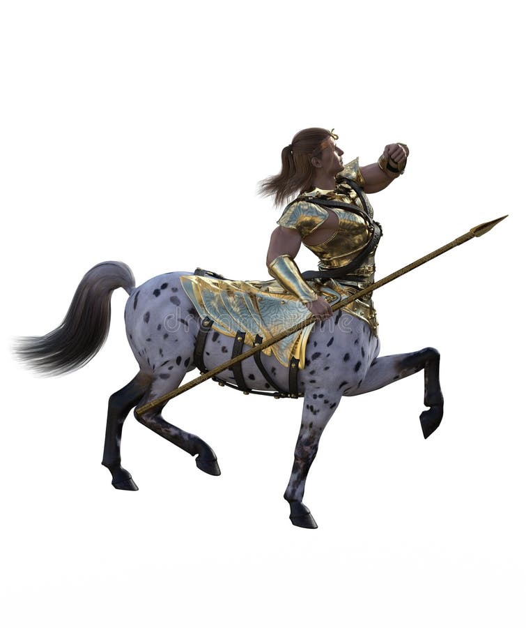 3D Illustration of White Breed Centaur with Spear and Armor Stock ...