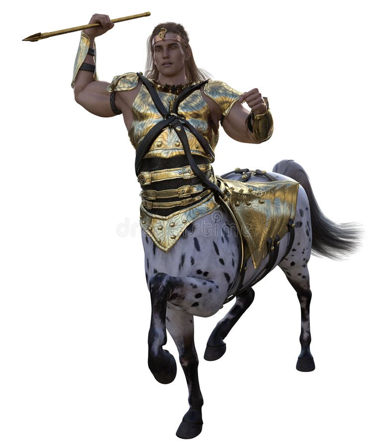 3D Illustration of White Breed Centaur with Spear and Armor Stock ...