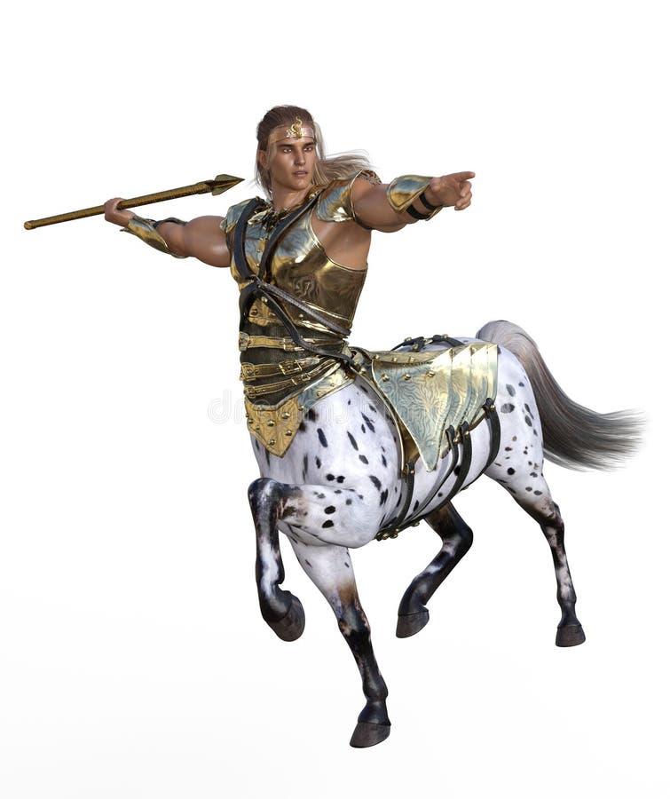 3D Illustration of White Breed Centaur with Spear and Armor Stock ...