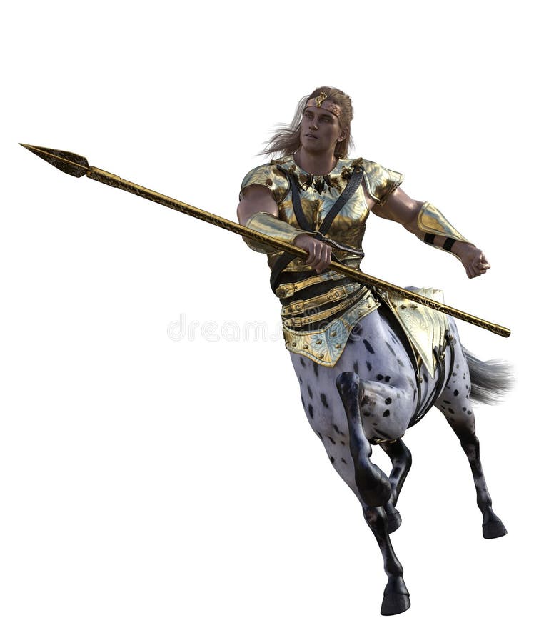 3D Illustration of White Breed Centaur with Spear and Armor Stock ...