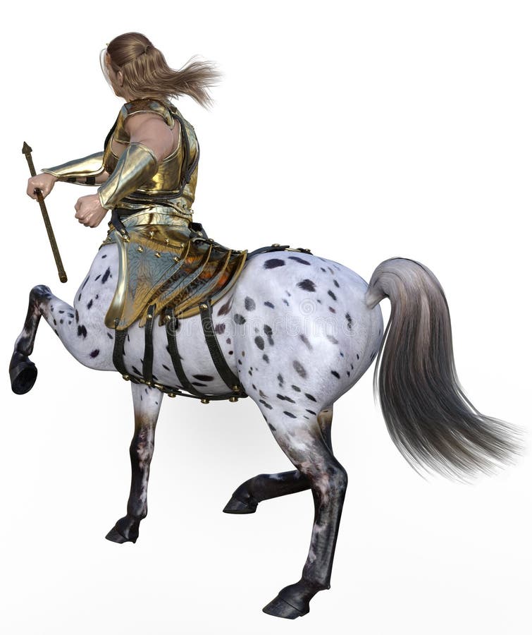 3D Illustration of White Breed Centaur with Spear and Armor Stock ...